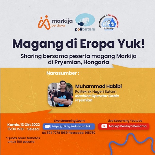 Webinar Program Magang Markija Berdaya di Eropa – Politeknik Negeri Batam