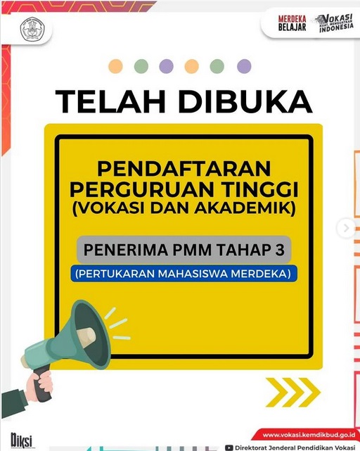 Dibuka Program Pertukaran Mahasiswa Merdeka Tahun 2023 (PMM 3) Bagi Perguruan Tinggi Akademik ...